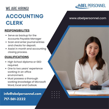 Current Opening - Job placement in Harrisburg PA - Abel Personnel