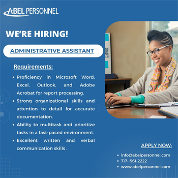 Administrative Assistant Jobs in Harrisburg PA - Abel Personnel